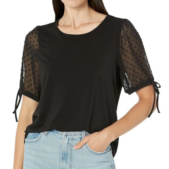 Adrianna Papell | Tops | Adrianna Papell Womens Xs Black Crepe Clip Dot ...